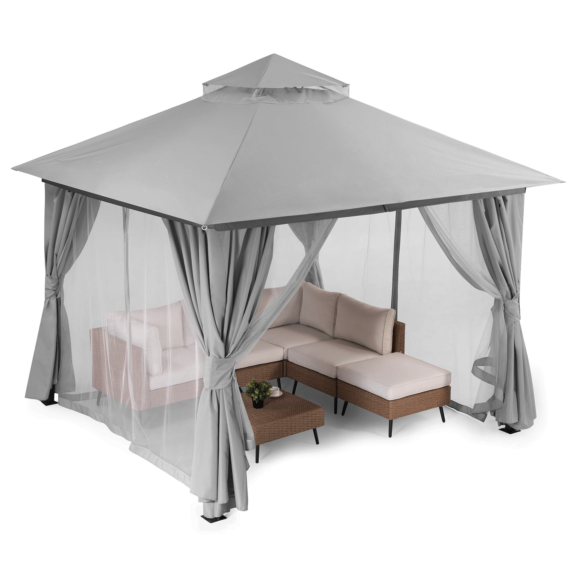 10'x10' Semi-Permanent Patio Gazebo - Heavy Duty Double Roof Gazebo ...