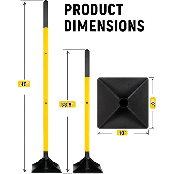 10"x10" Steel Tamper with 48" Handle, Heavy Duty Hand Tool for Leveling ...