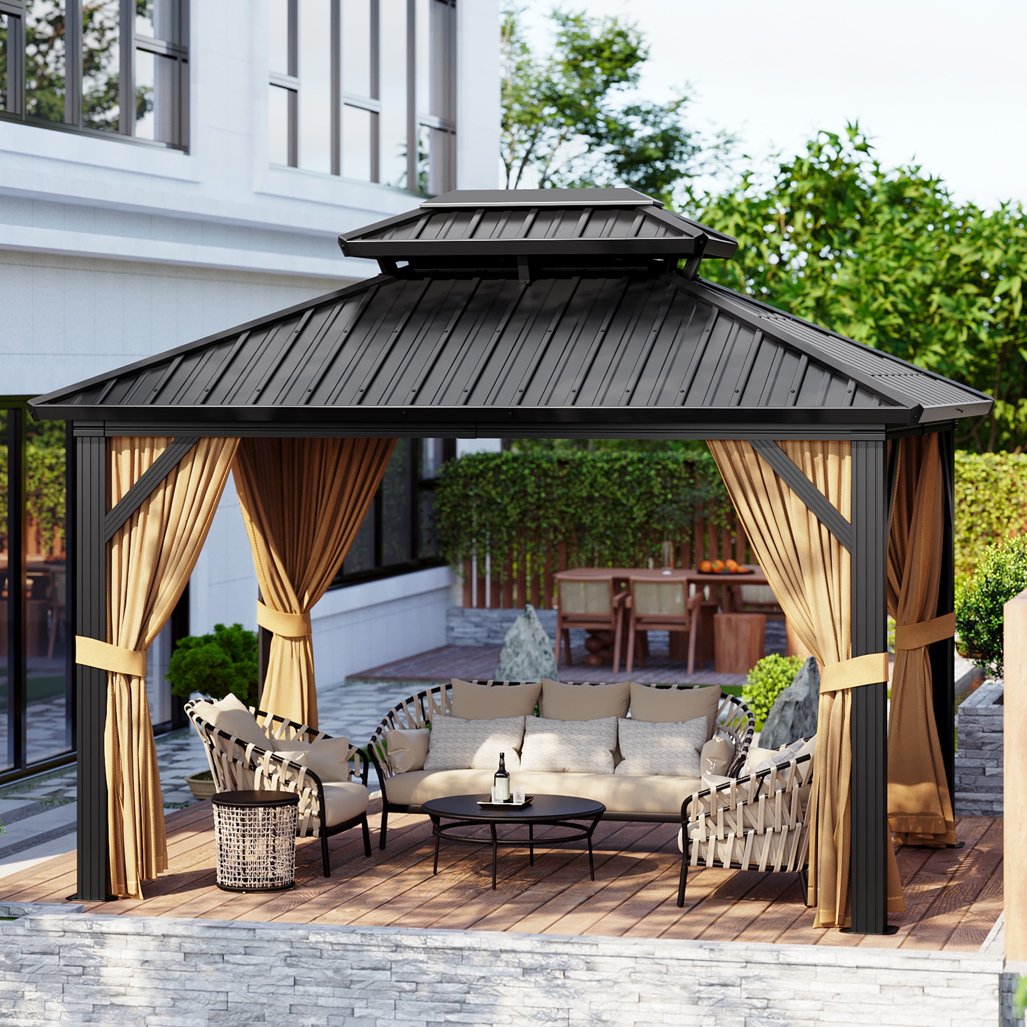 10'x12' Hardtop Hardtop Gazebo for All Weather, Patio Gazebo with ...