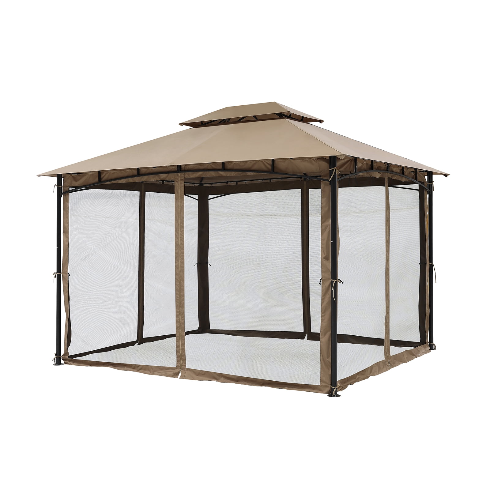 10'x12' Outdoor Gazebo with Mosquito Netting, Double Roof & Steel Frame ...