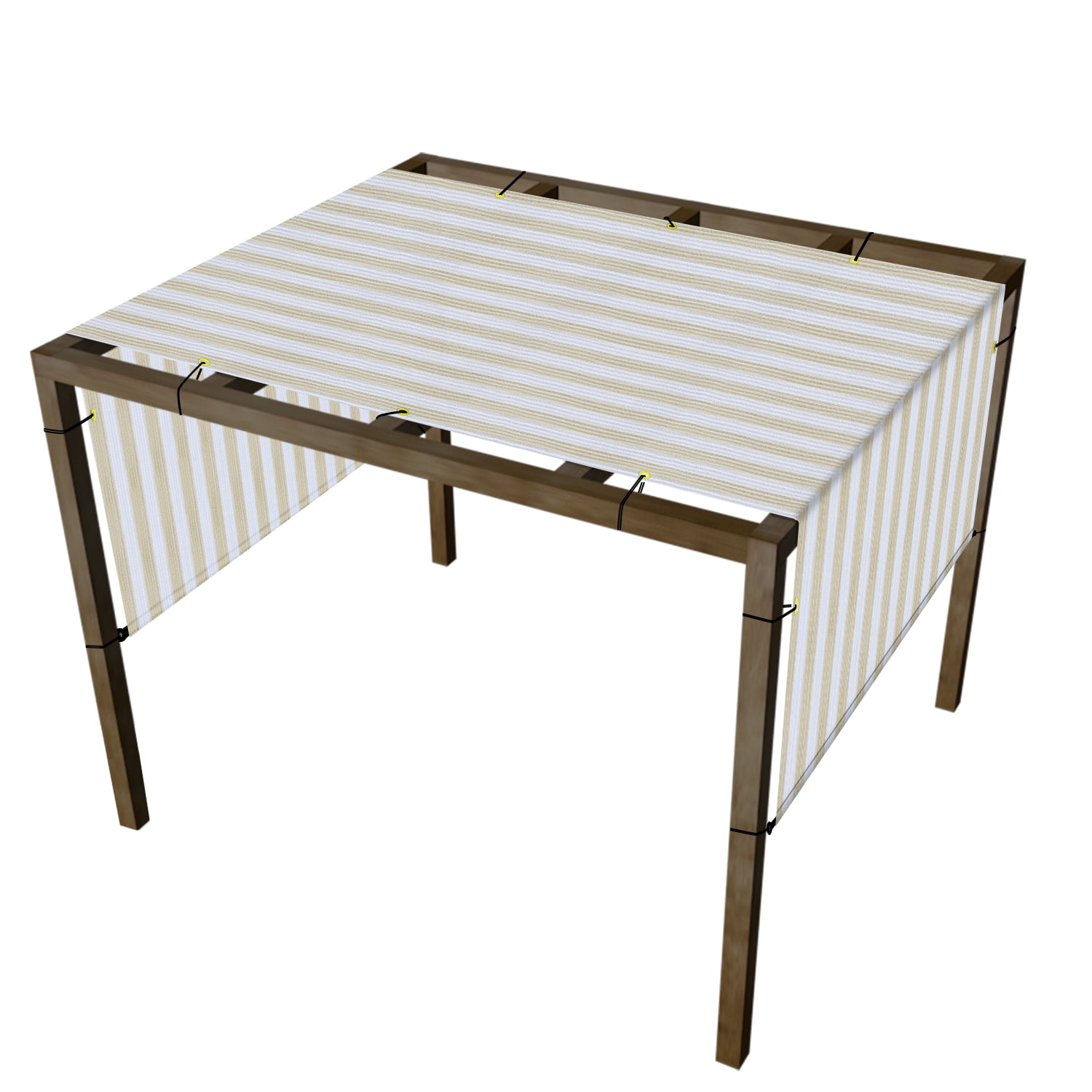 10'x13' Beige White Strip Outdoor Sun Shade Panel Universal Pergola ...