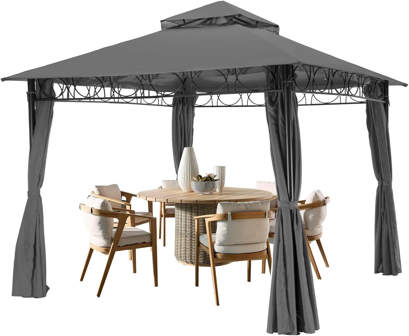 10'x13' Outdoor Gazebo, UV Protective Canopy Tent with 4 Sidewalls ...