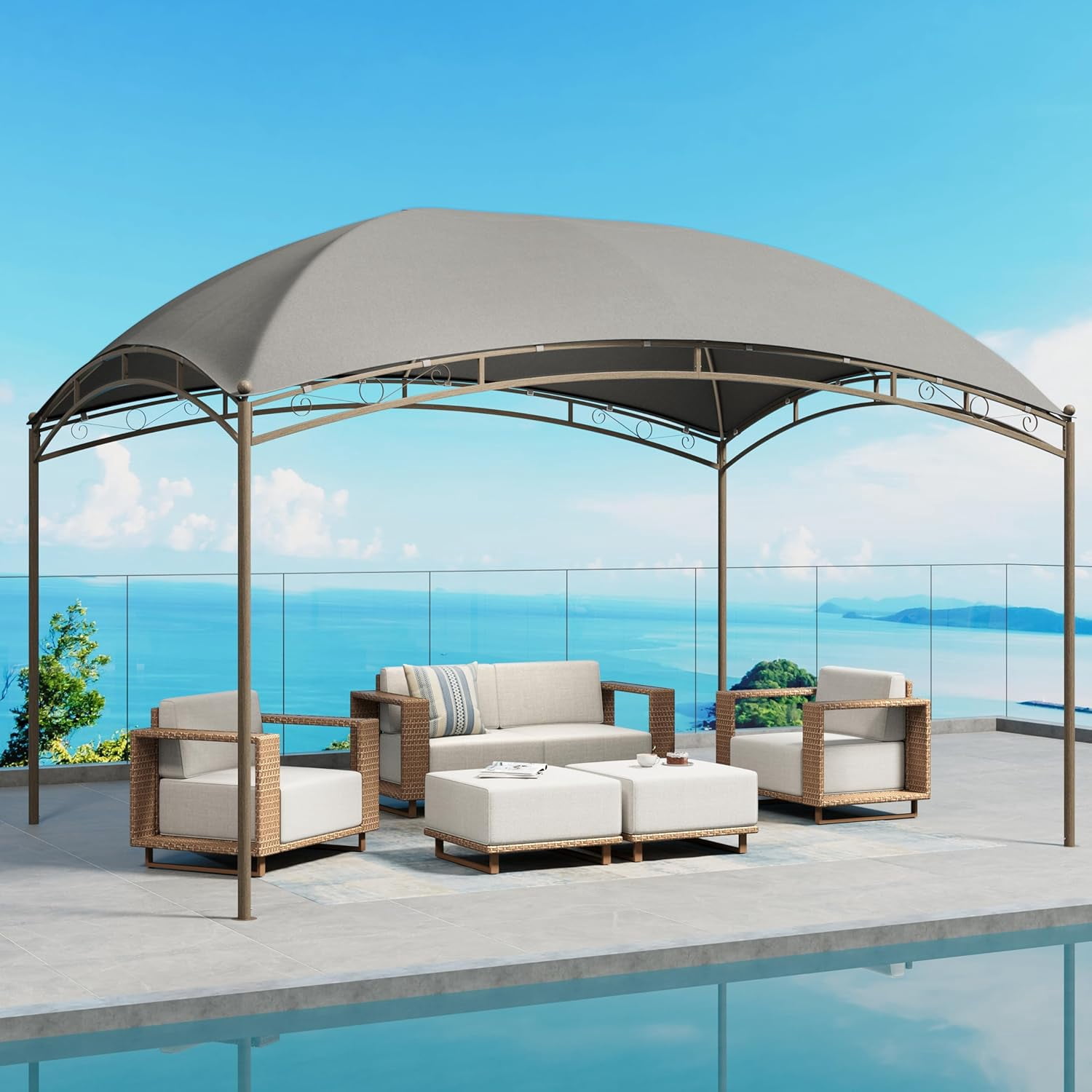 10'x13' Outdoor Gazebo,Waterproof Arc Patio Gazebo with Permanent ...