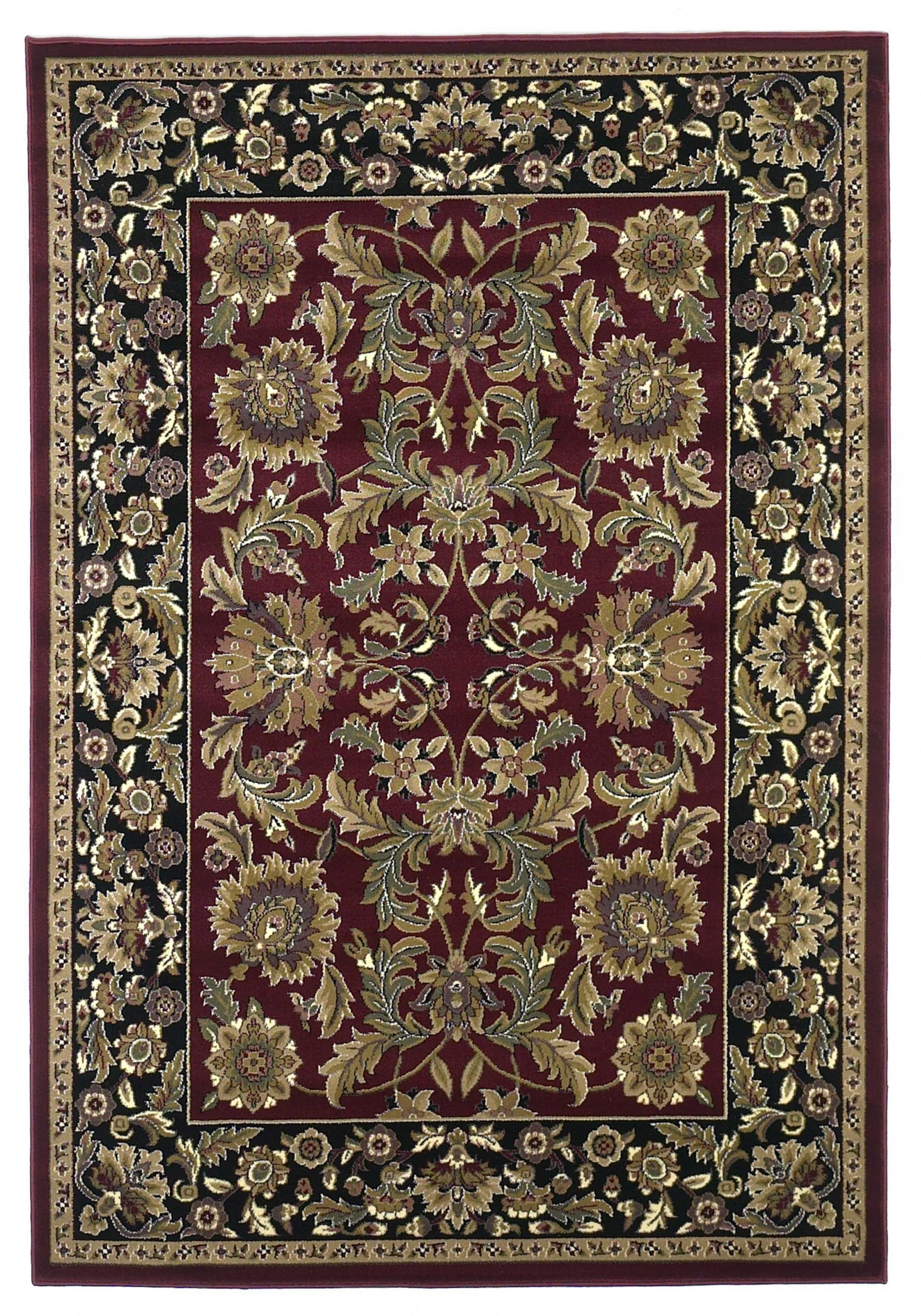 10'x13' Red Black Machine Woven Floral Traditional Indoor Area Rug ...