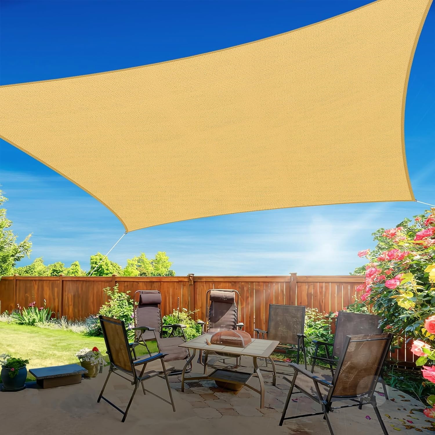 10'x13' Sun Shade Sail, UV Protection Outdoor Shade, Curved Tear ...