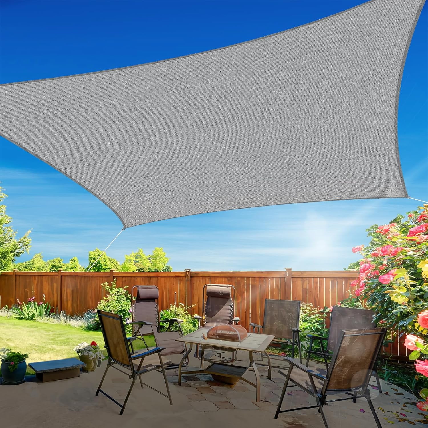10'x13' Sun Shade Sail, UV Protection Outdoor Shade, Curved Tear ...