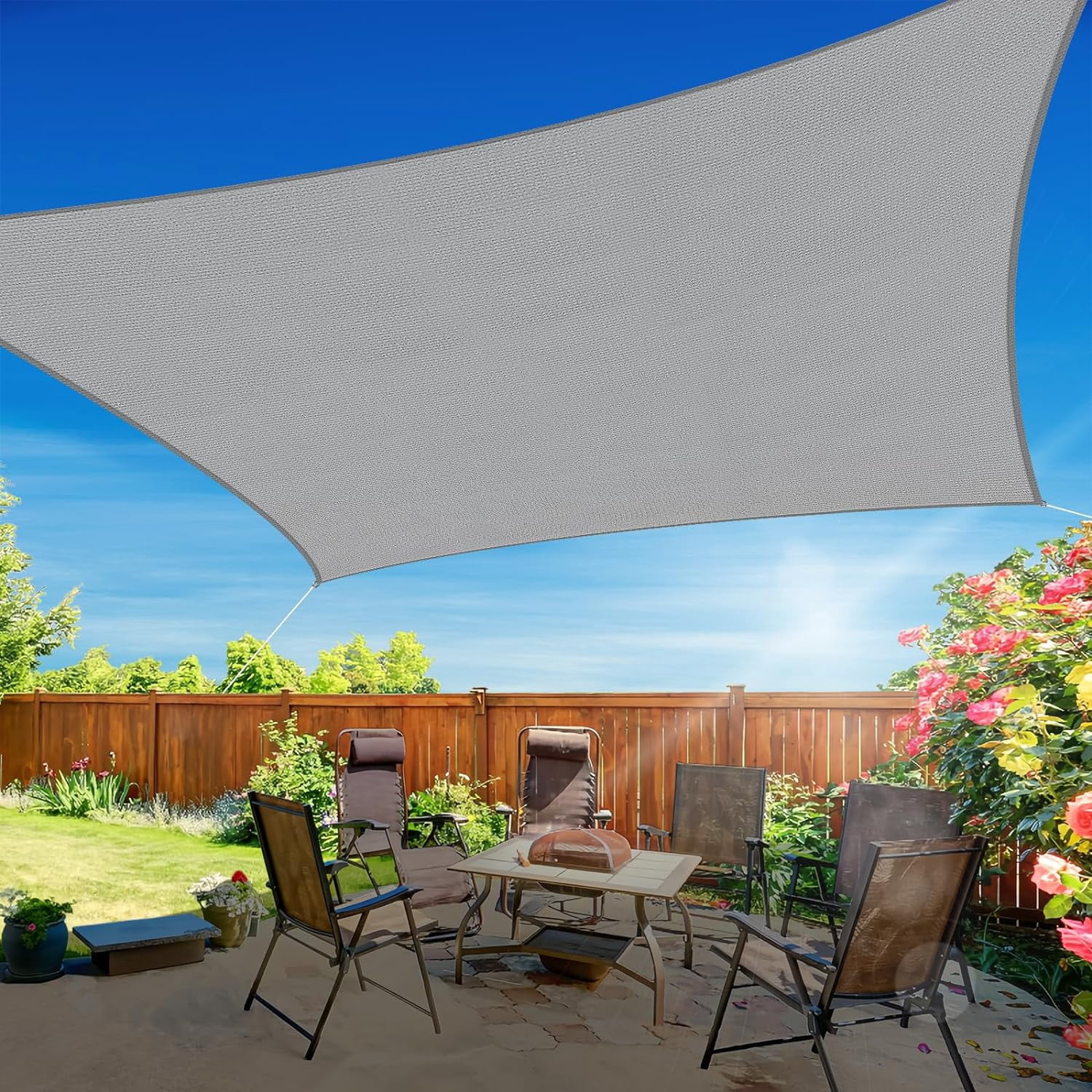 10'x13' Sun Shade Sail, UV Protection Outdoor Shade, Curved Tear ...