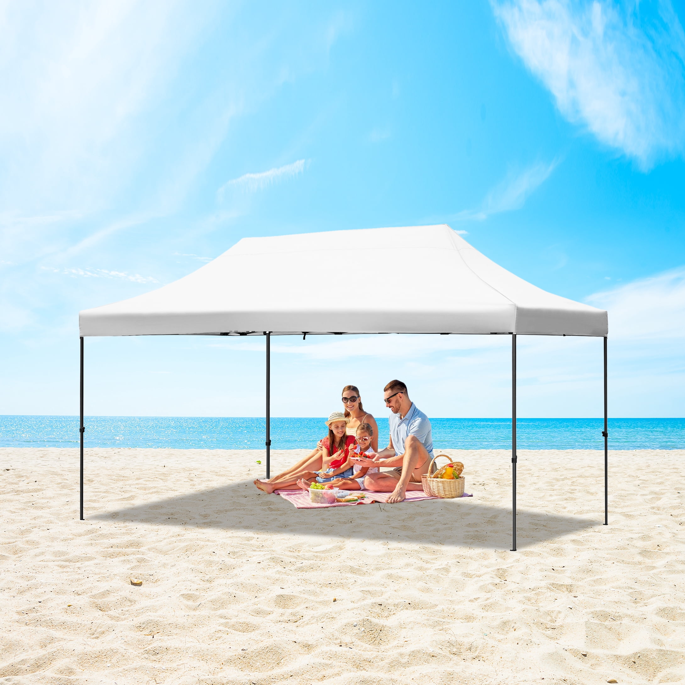 10'x15' Pop Up Canopy Tent with 4 Sidewalls, One Push Setup, 3-height ...