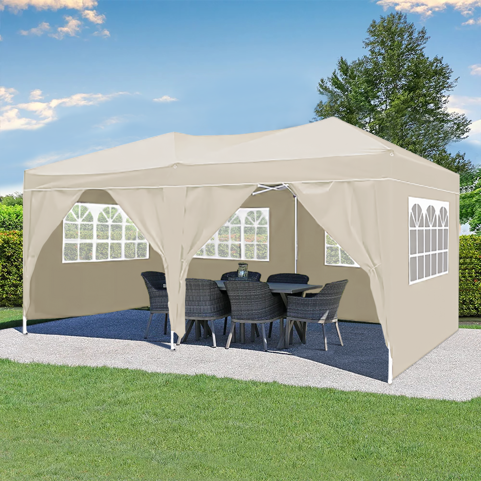 10 'x20' Beige Folding Terrace Waterproof Commercial Instant Outdoor ...