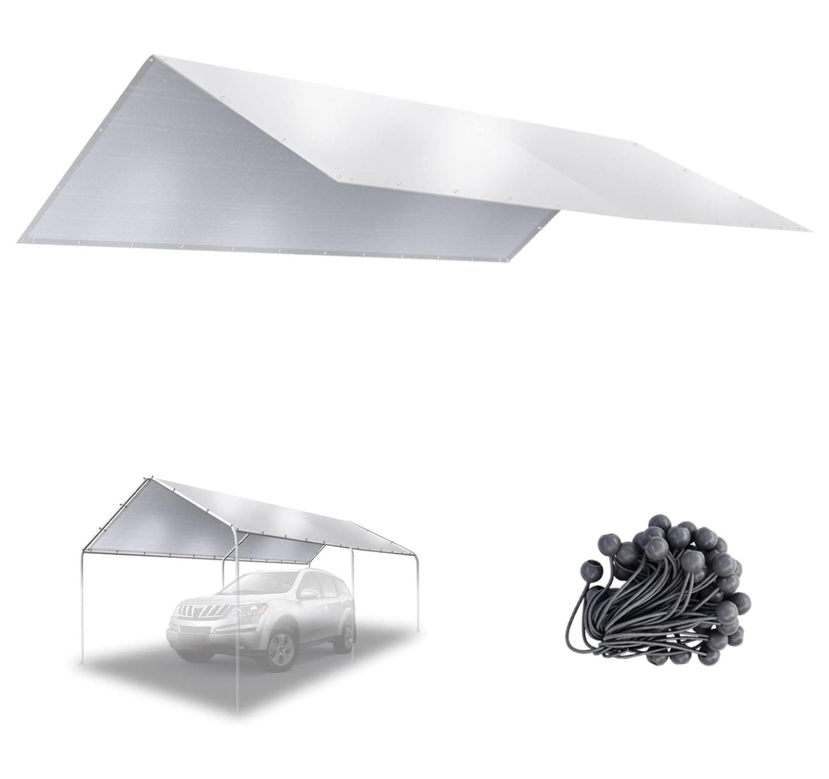 10'x20' Carport Replacement Canopy Cover for Tent Car Shelter Top Tarp ...