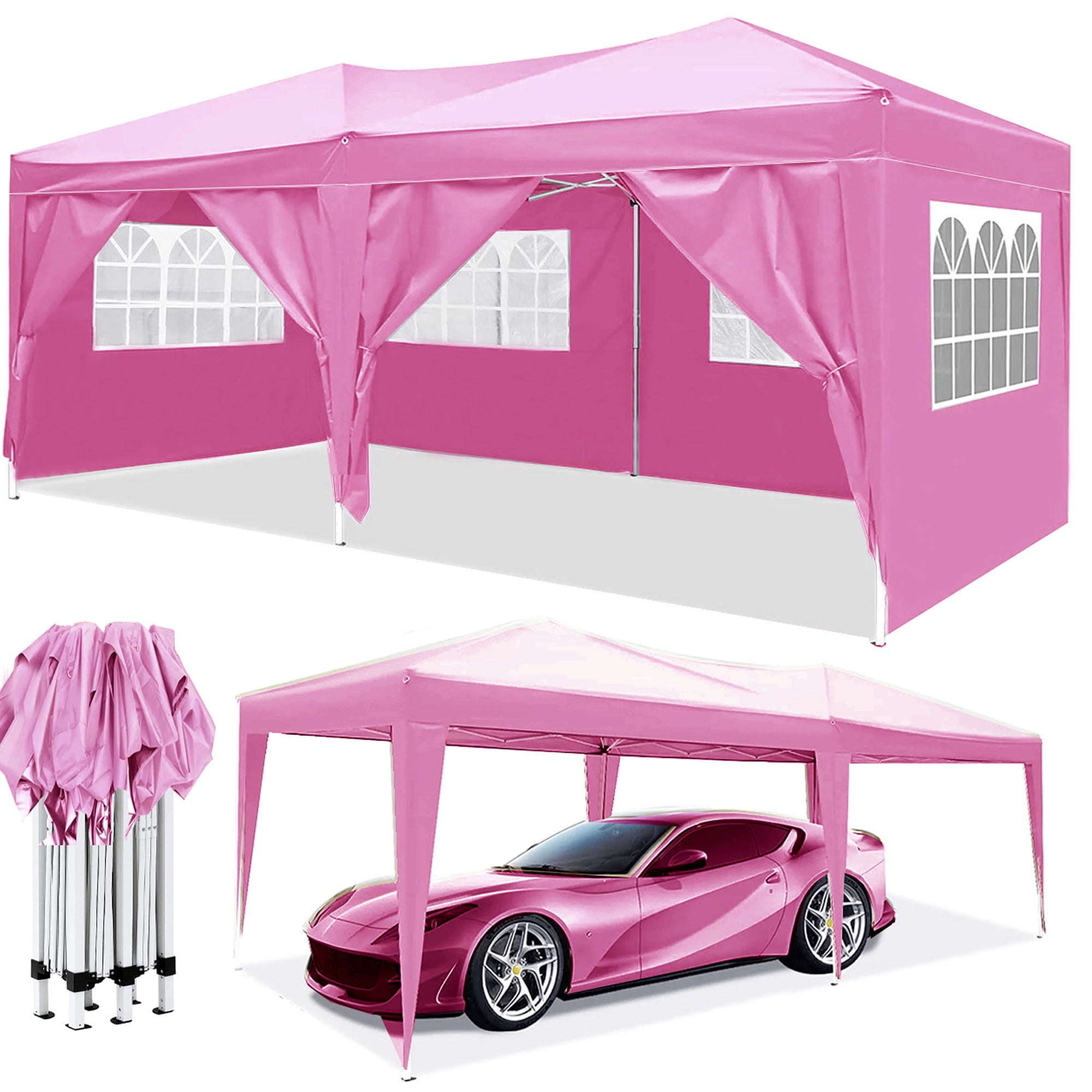 10'x20' EZ Pop Up Canopy Outdoor Portable Party Folding Tent with 6 ...