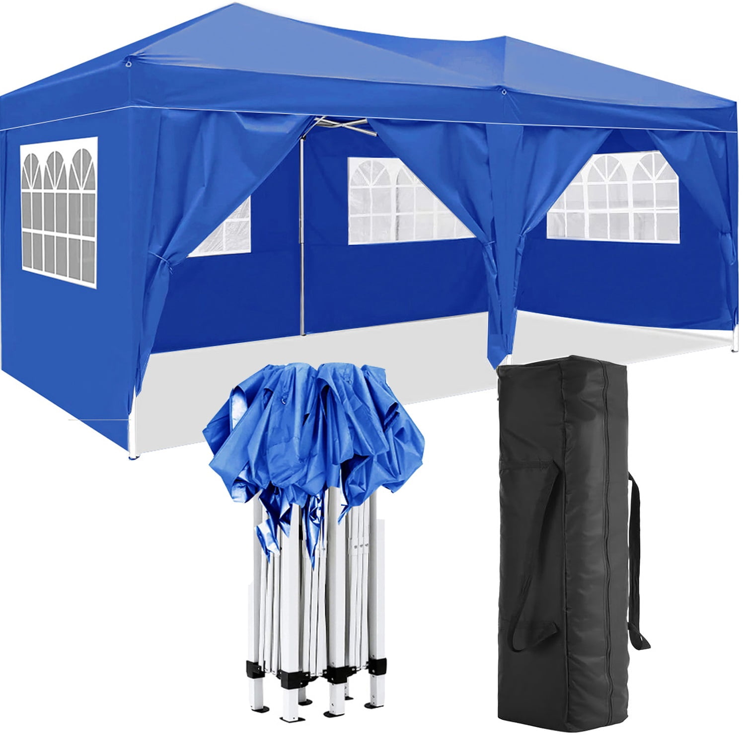 10'x20' Folding Canopy with 6 Removable Sidewalls Outdoor Event Shelter ...