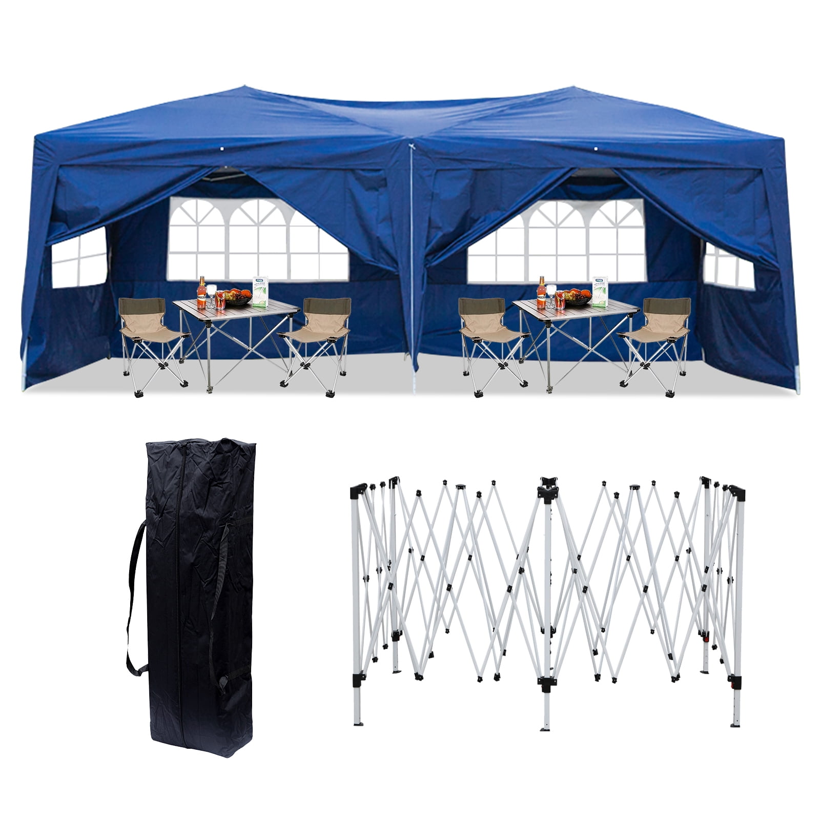 10'x20' Pop Up Canopy Tent with 6 Sidewalls, Heavy Duty Outdoor Party ...