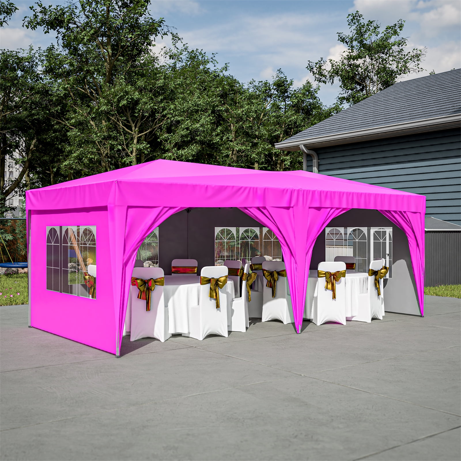 10"x20" Pop Up Canopy, Outdoor Portable Folding Tent with 6 Removable ...