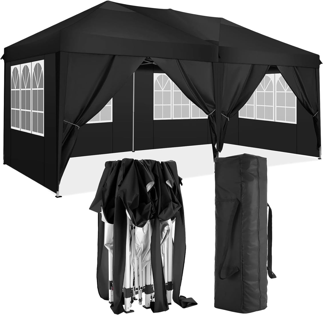 10'x20' Pop Up Canopy Tent with 6 Removable Sidewalls & UPF 50+ Shade ...