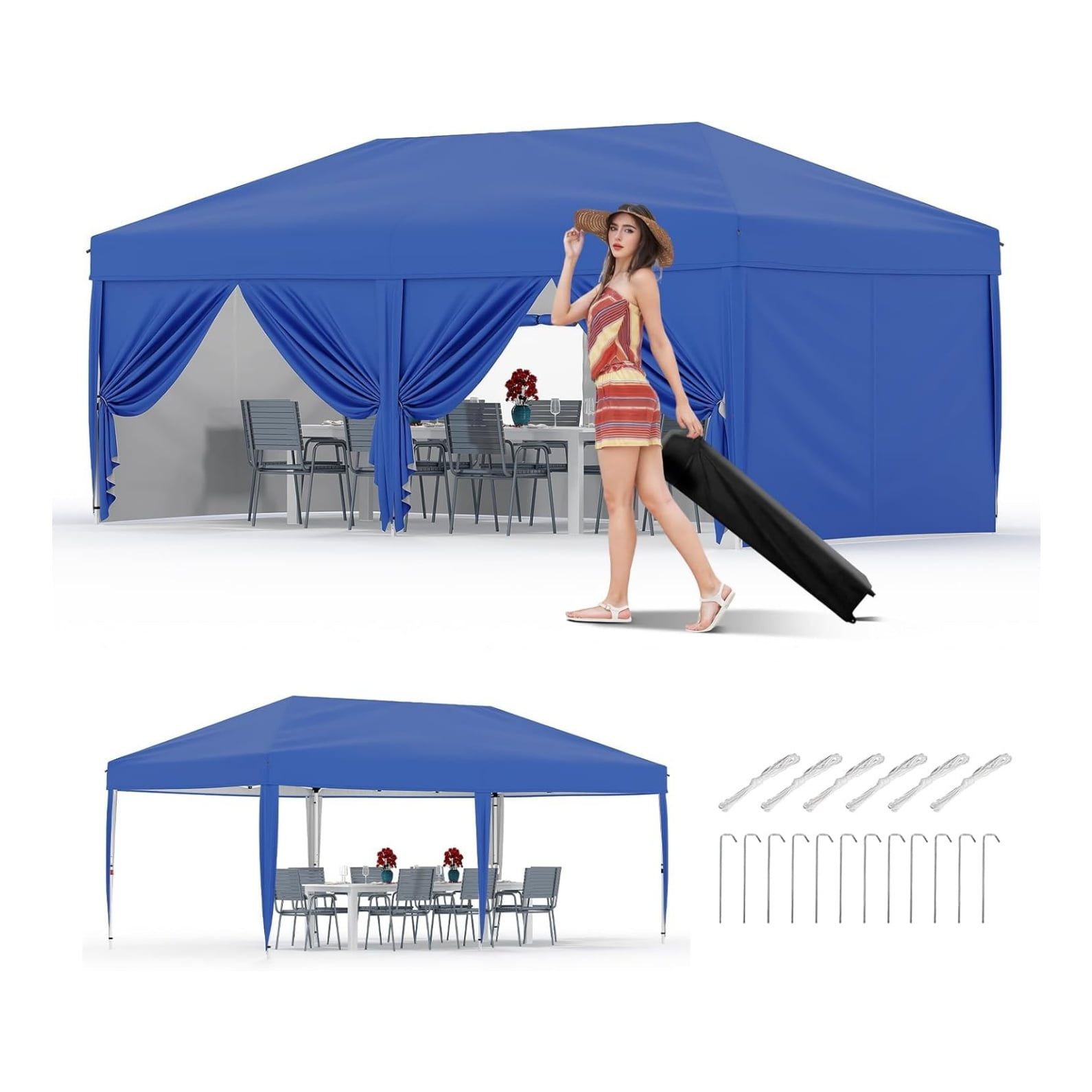 10'x20'inst antPop-Up Canopy Tent - Quick One-Push Assembly Sun Shelter for Outdoor Events ...