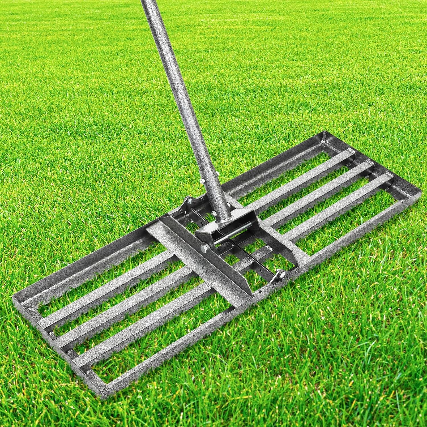 10"x30" Lawn Leveling Rake - Stainless Steel Head with Adjustable 6.2 ...