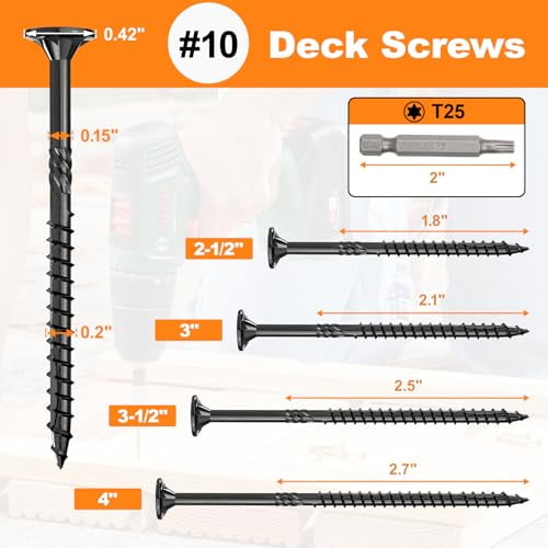 #10 x4 Deck Screws, 500Pcs Star Drive Wood Screws, Rust Resistant ...