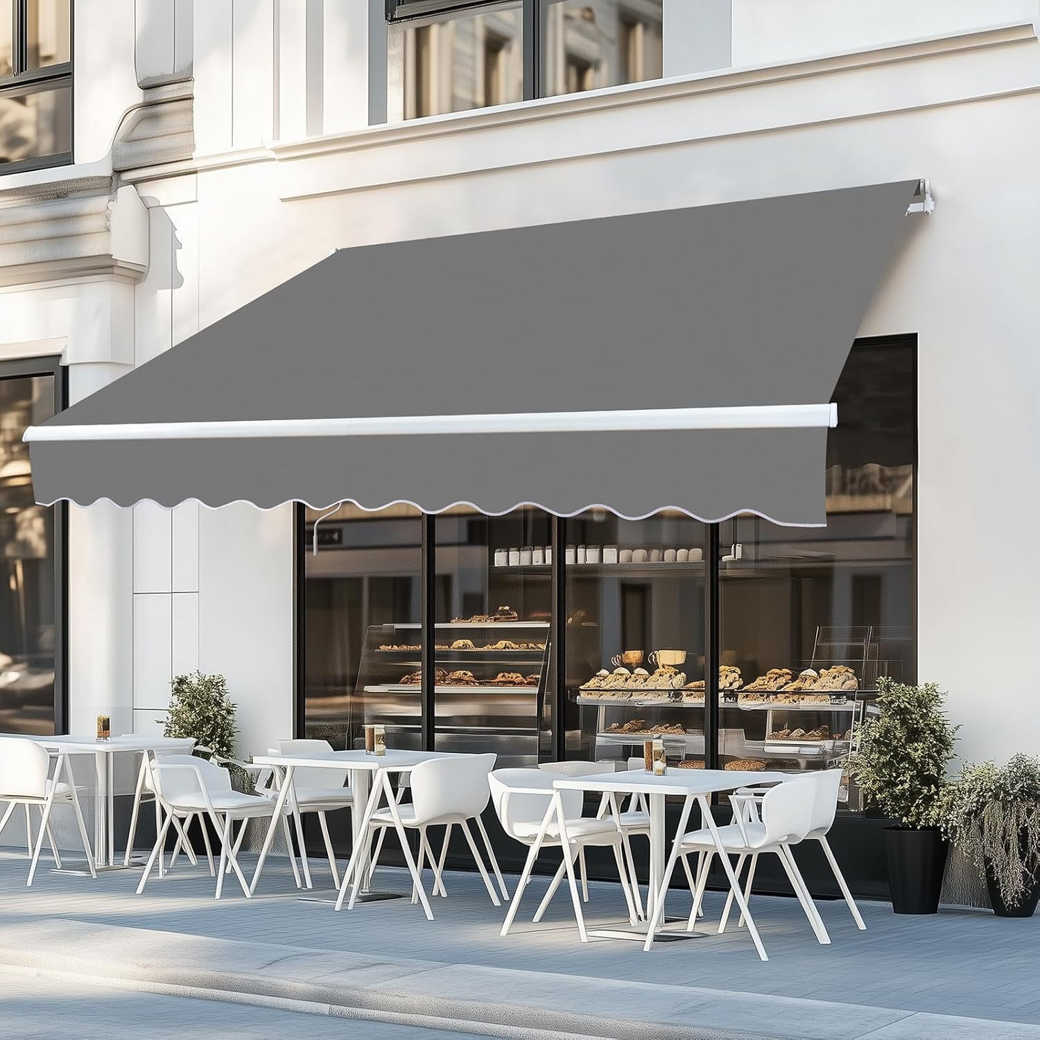 10'x8' Retractable Awnings for Patio, Outdoor Manual Retractable Awning ...