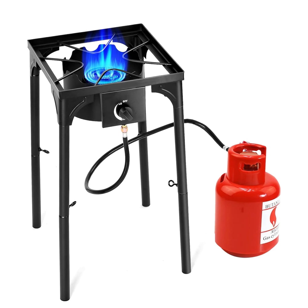 100,000-BTU Outdoor Camping Stove, Single Burner Propane Gas Cooker w/Detachable Legs & 0-20 PSI ...