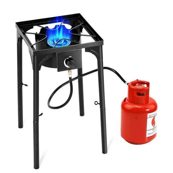100,000-BTU Outdoor Camping Stove, Single Burner Propane Gas Cooker w ...