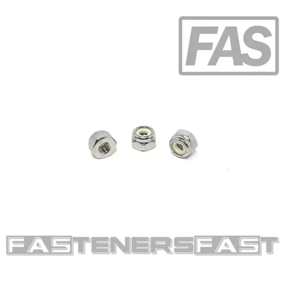 (100) 10-24 Stainless Steel Nylon Insert Lock Nuts - Locking Hex Nuts ...