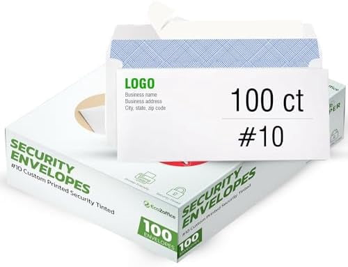 100#10 Custom Printed Envelopes Letter Size, Security Tinted Envelopes ...