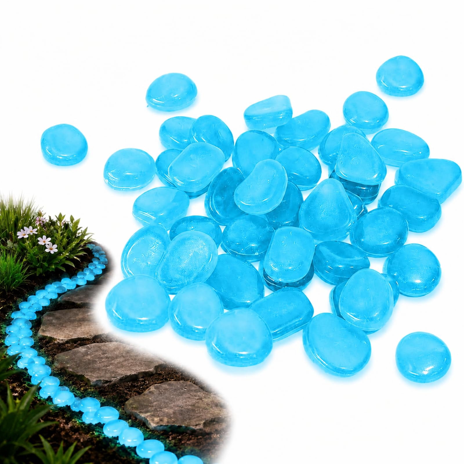 100/1000/2000pcs Glow in the Dark Rocks,Colorful Magical Glowing Night ...