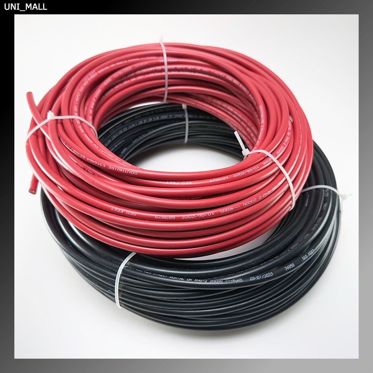 100' 10AWG RED & Black Solar Panel Wires 2000V UL 4703 Copper Made in ...