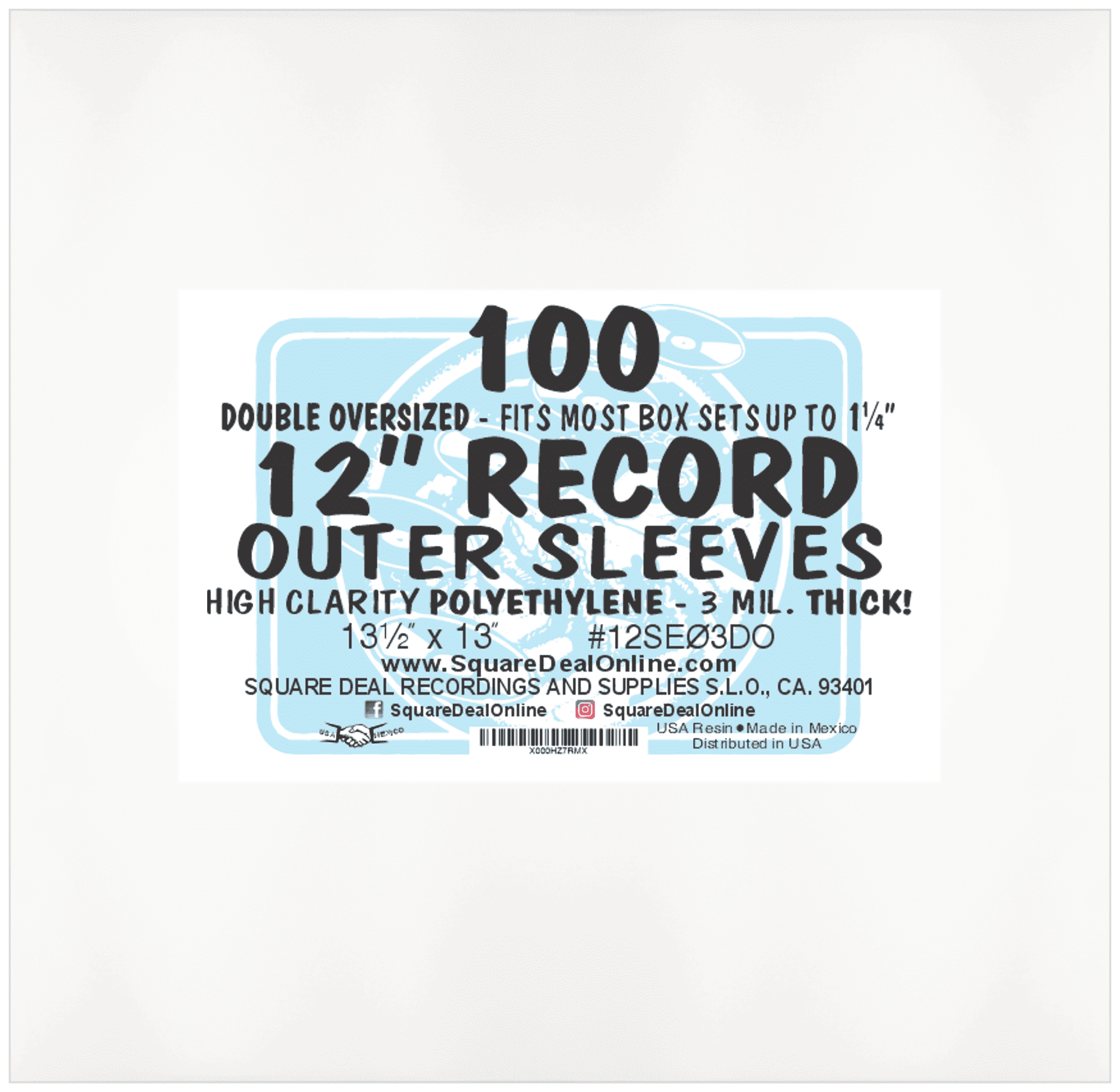(100-Pack) Double Oversized 12 Inch Vinyl Record Outer Sleeves – 3 Mil ...