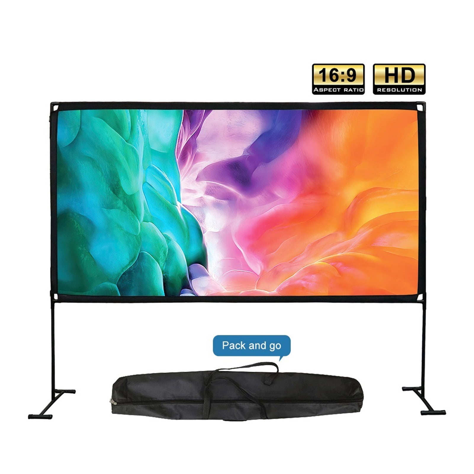 100 120 Inch Portable Projector Screen 3D 4K Camping Film Curtain HD 16 ...