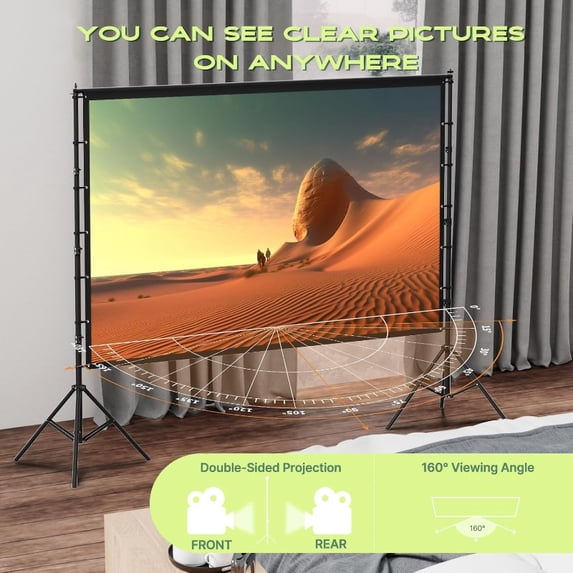 100/ 120 "foldable Dual Stand Projector Screen, 4K Ultra HD 16:9 ...