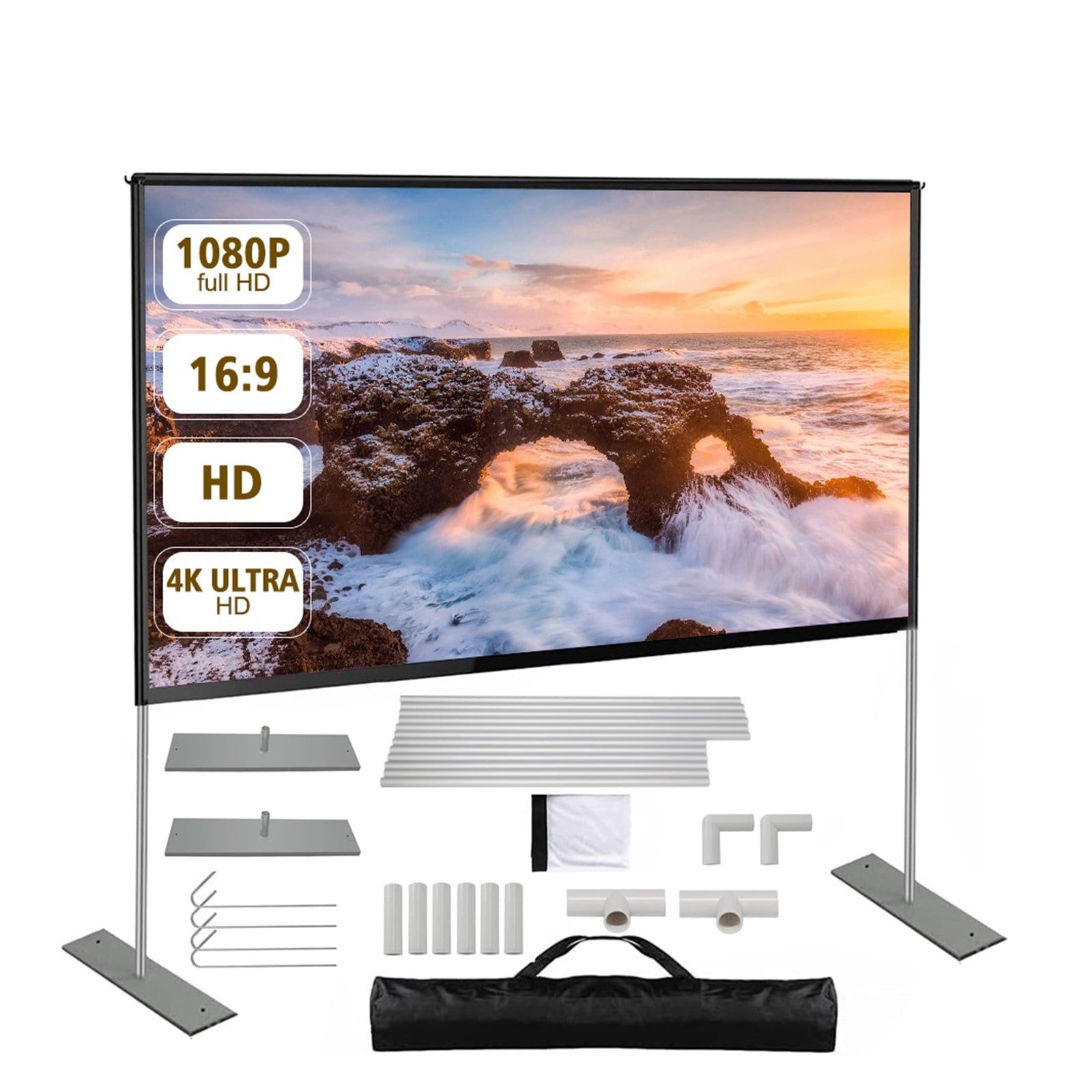 100 120 inch Portable Projector Screen with Stand 100inch Movie Video ...