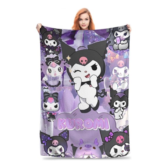 100*130 Cute Flannel Blanket with Kuromi Cartoon Designs - Walmart.com
