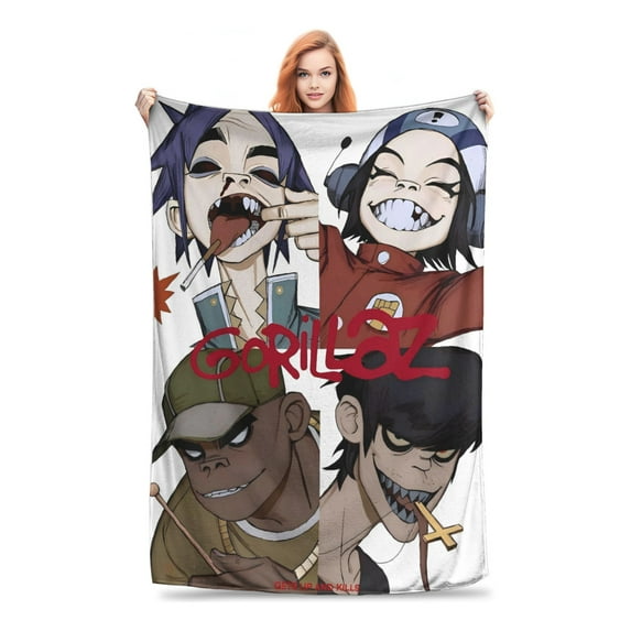 100*130cmManta De Felpa Para Niños Music Band G-gorillazs Super Warm ...