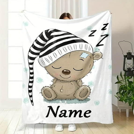 100*130cmManta De Franela Con Forma De Oso De Peluche Con Nombre Pers ...