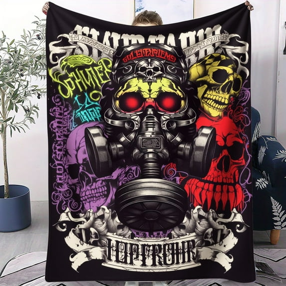 100*130cmManta De Franela Suave Y Acogedora Con Estampado De Calavera ...