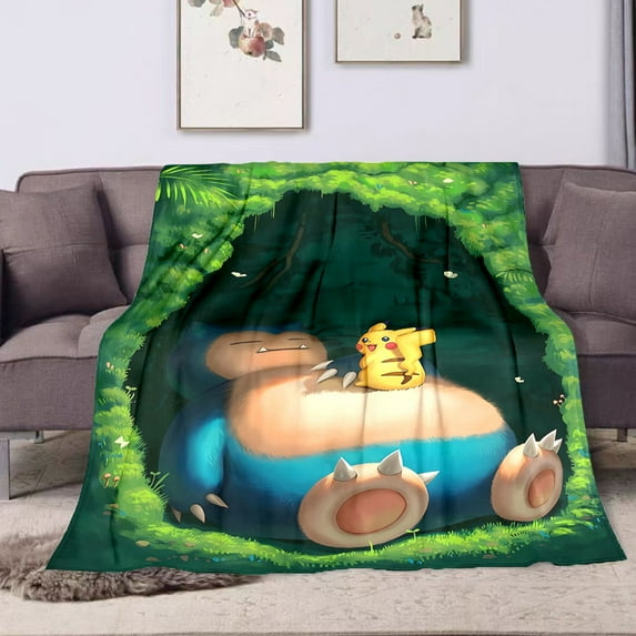 100*130cmManta Estampada Pokemon Snorlax Para Viajes A Casa, Suave Y ...
