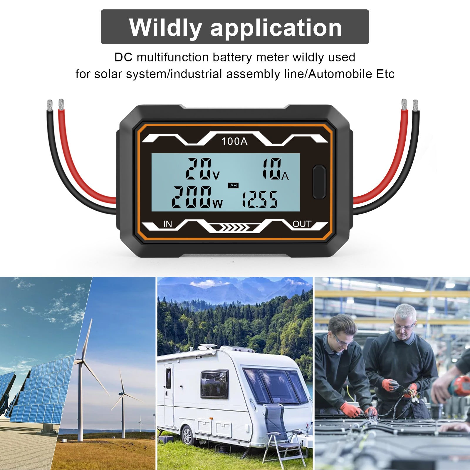 100/150/200A Digital Monitor Ampere Watt Meter Rc Battery Solar Power ...