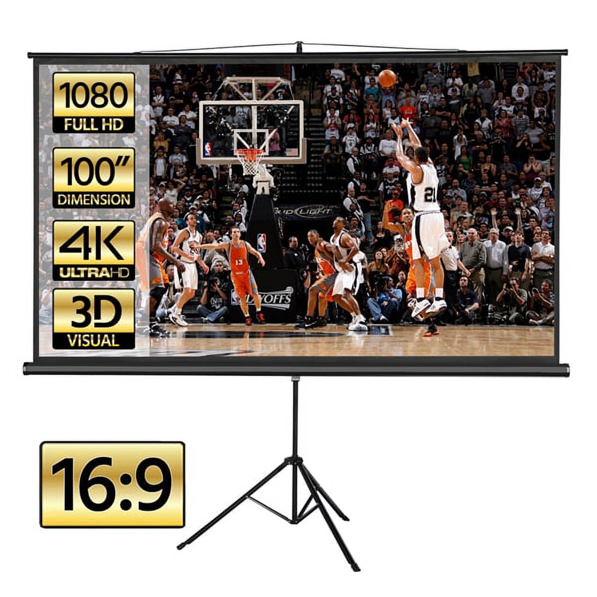 100” 16:9 Height Adjustable Tripod Projector Screen Wrinkle-Free Sturdy ...