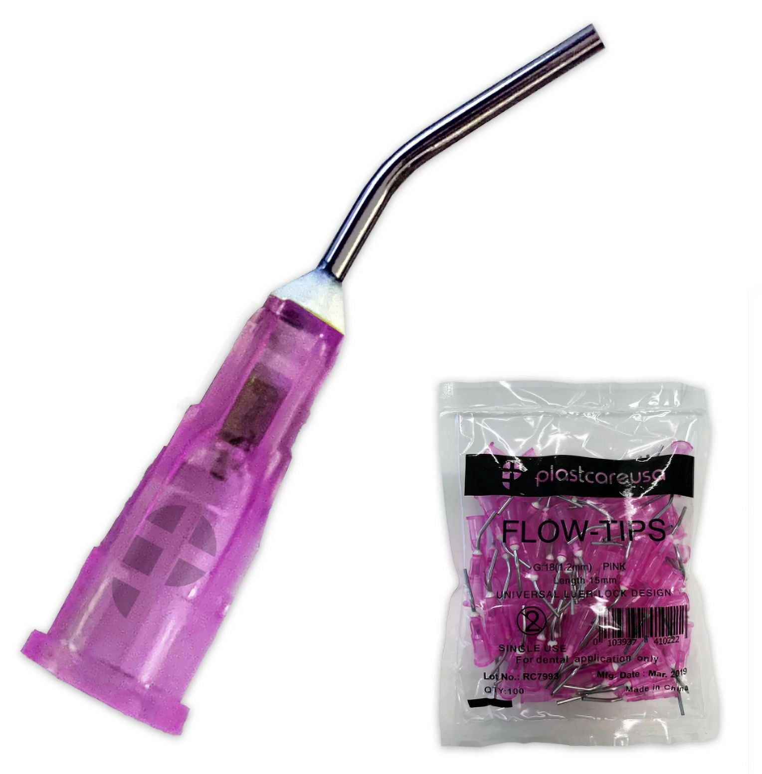 100 18G Pre-Bent Flow Dispensing Needle Tips (Pink) - Walmart.com
