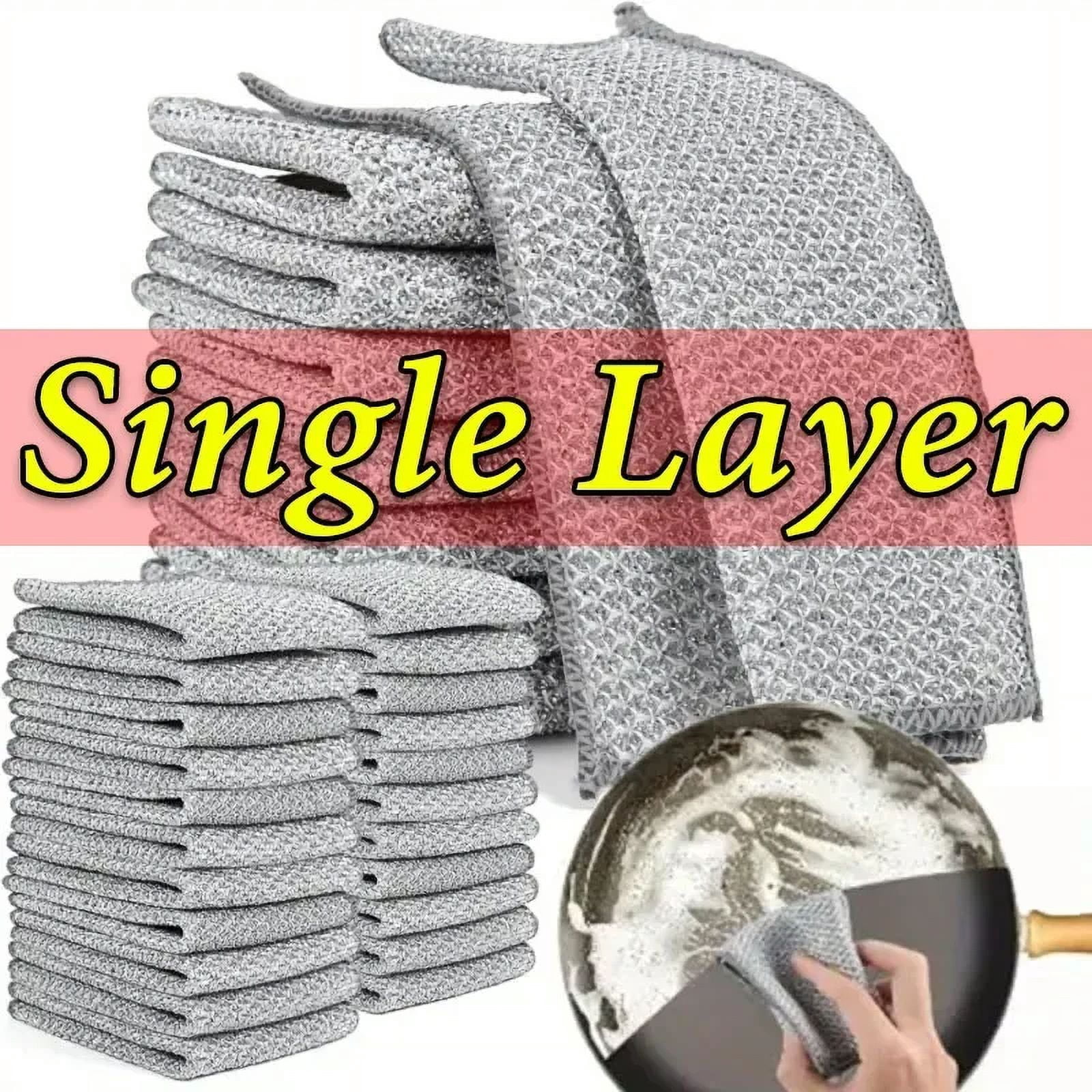 100/1pcs Thickened Steel Wire Cleaning Cloth Non-Scratch Double-layer ...
