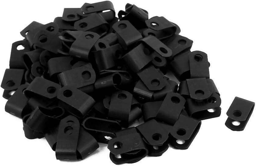 100(+/-2%) Pcs Black Nylon U Type Cable Clip Clamp for 5.2mm Dia Wire ...