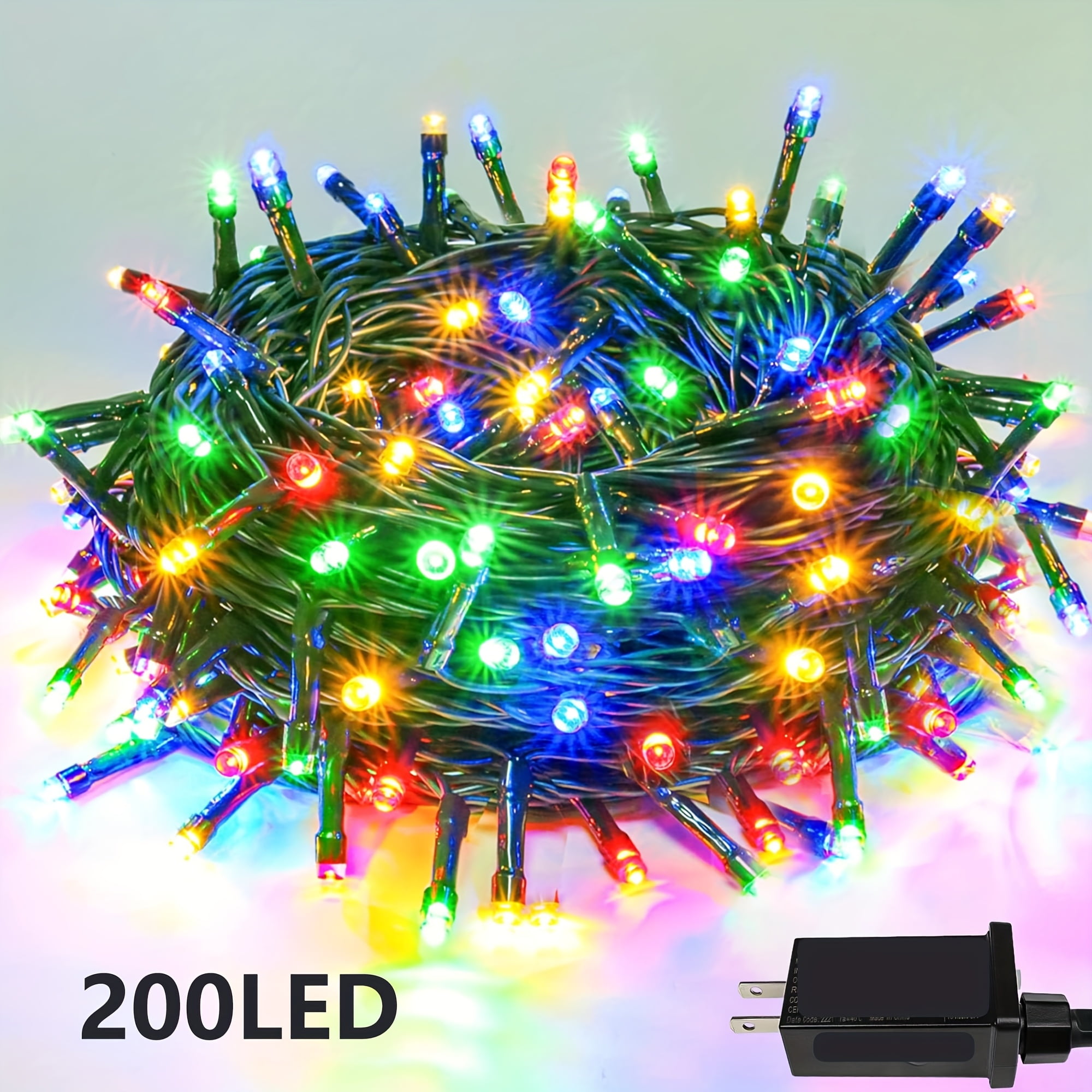100/200/300/500 LED Multi-color Christmas Lights Outdoor & Indoor, Green Line, Memory Function ...