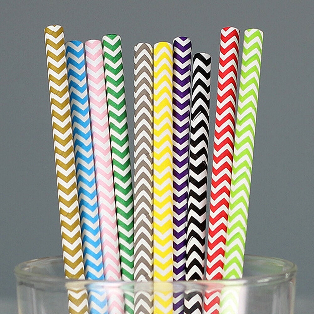 100-200 Bulk Packed Paper Straws Pattern Color -Biodegradable FDA ...