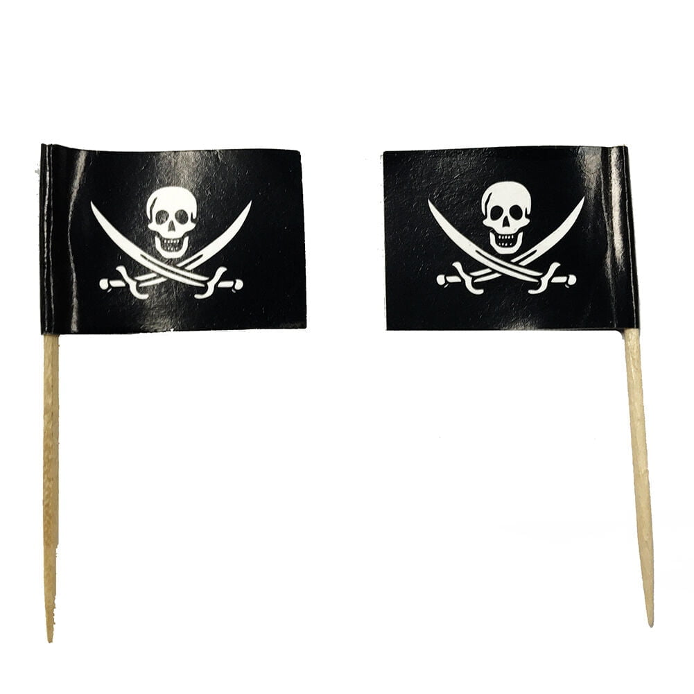 100-200 PCS Pirate Flag Cocktail Pick Cheese Snack Party Toothpicks ...