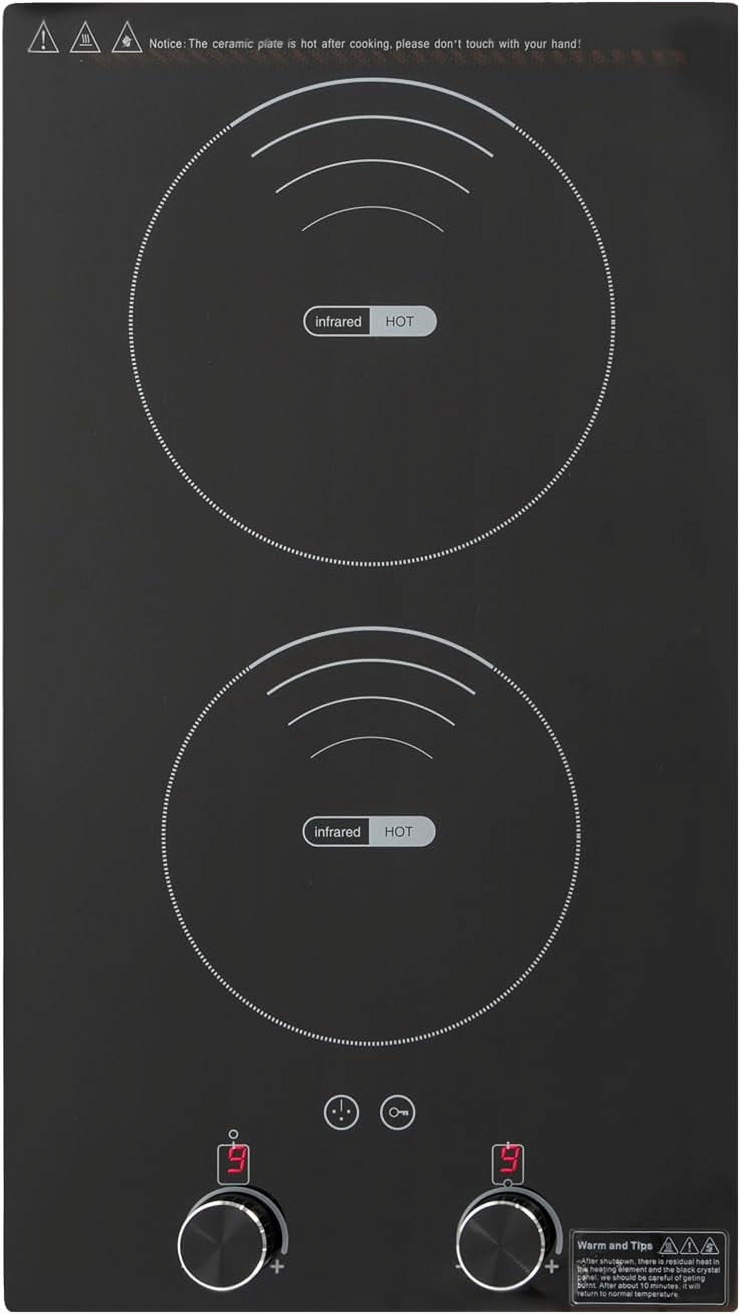 100-2000W Portable Induction Cooktop - Power & Temp Adjustable, Knob Control, Auto Pot Detection ...