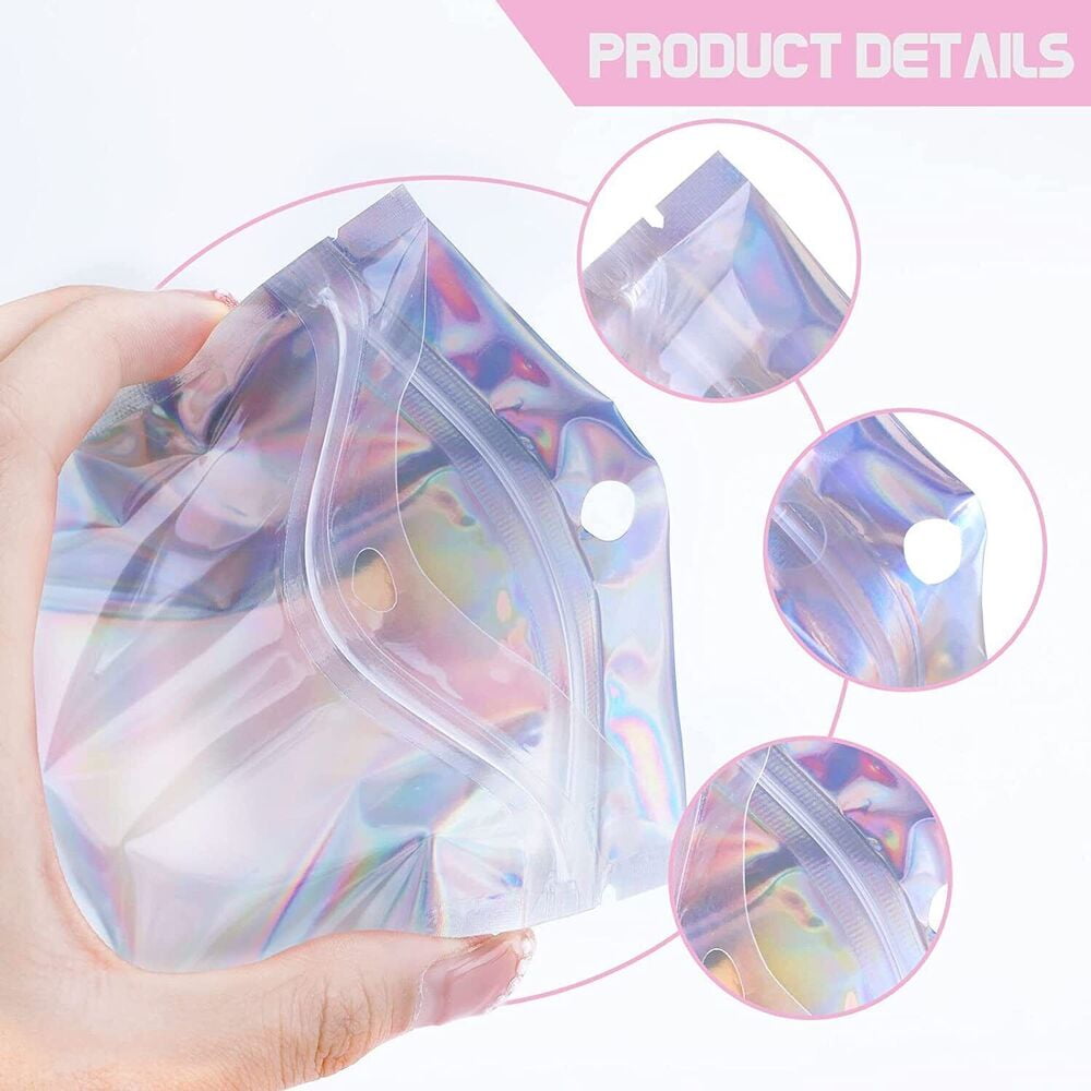 100/200PCS Smell Proof Mylar Foil Bags Resealable Zip Lock Pouches ...