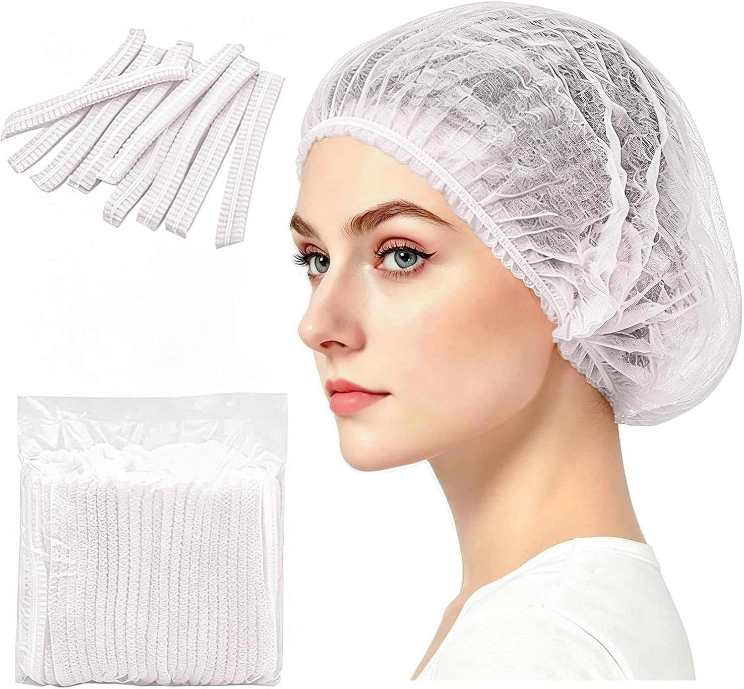 100/200Pcs Disposable Hair Nets Food Service Hairnet Kitchen Bouffant ...