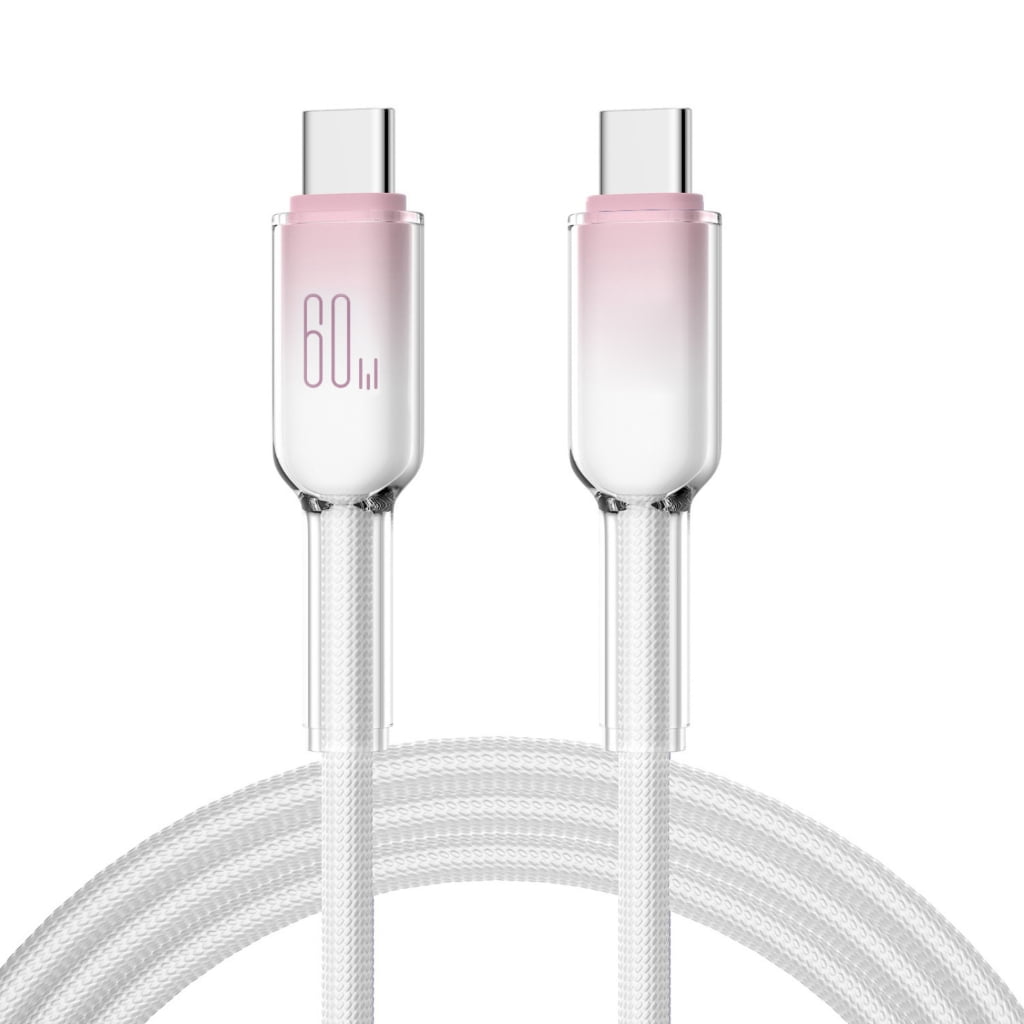 100/200cm Long 60W Ice Crystal Data Cord Type C Charging Cable Wire ...